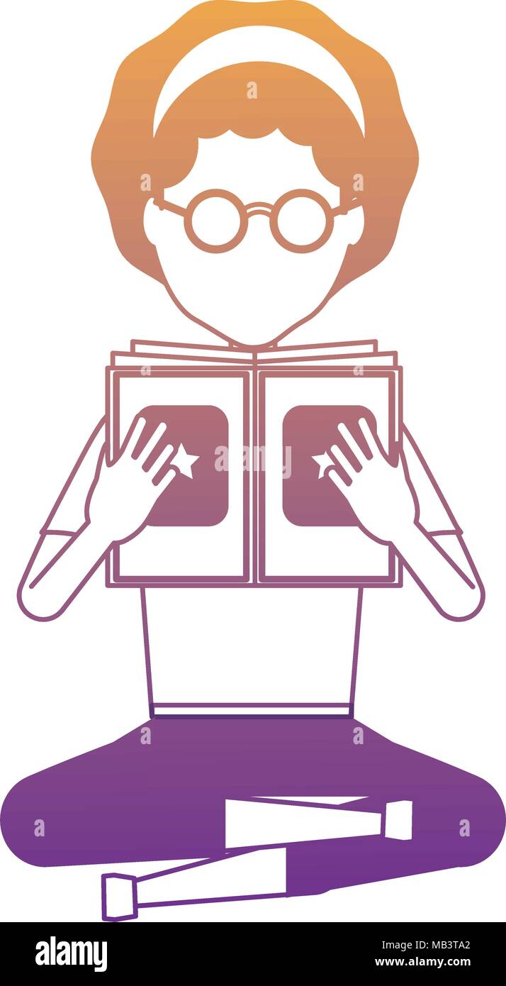 avatar woman sitting and reading a book over white background, colorful ...