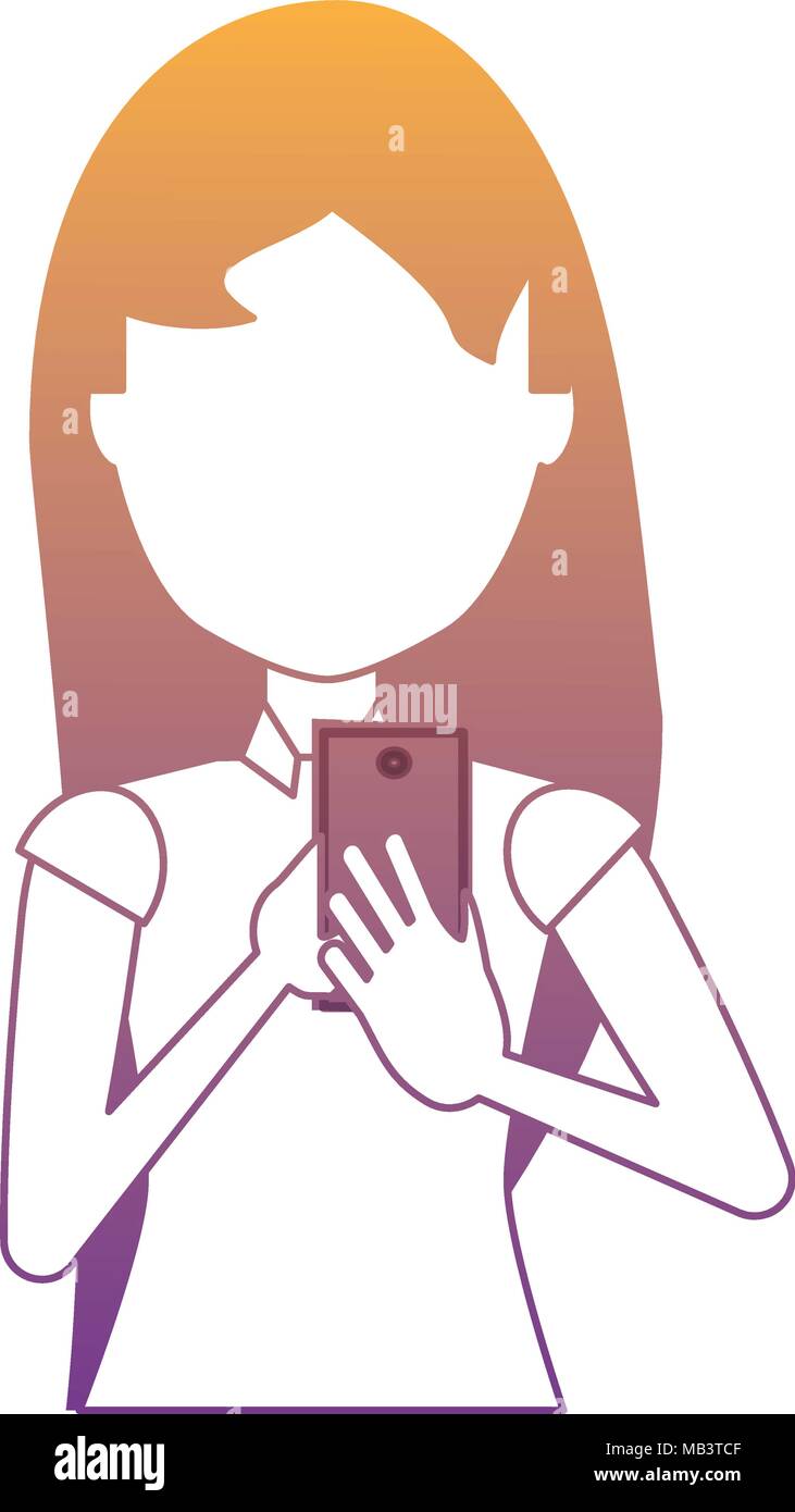 avatar woman using a cellphone over white background, colorful design ...