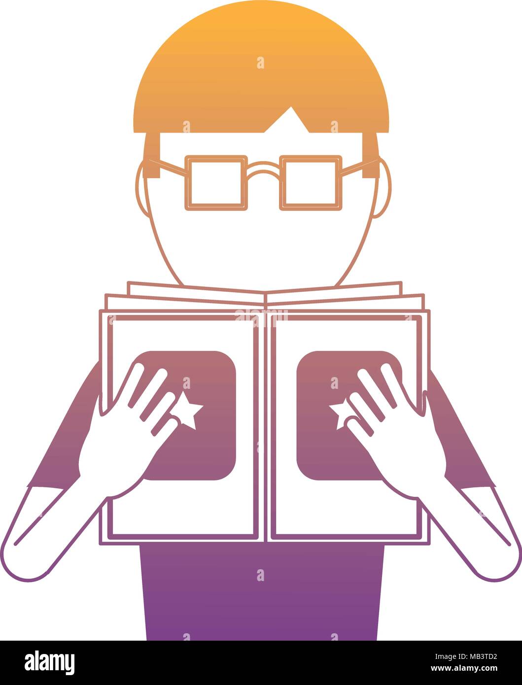 avatar man with glasses reading a book over white background. colorful ...