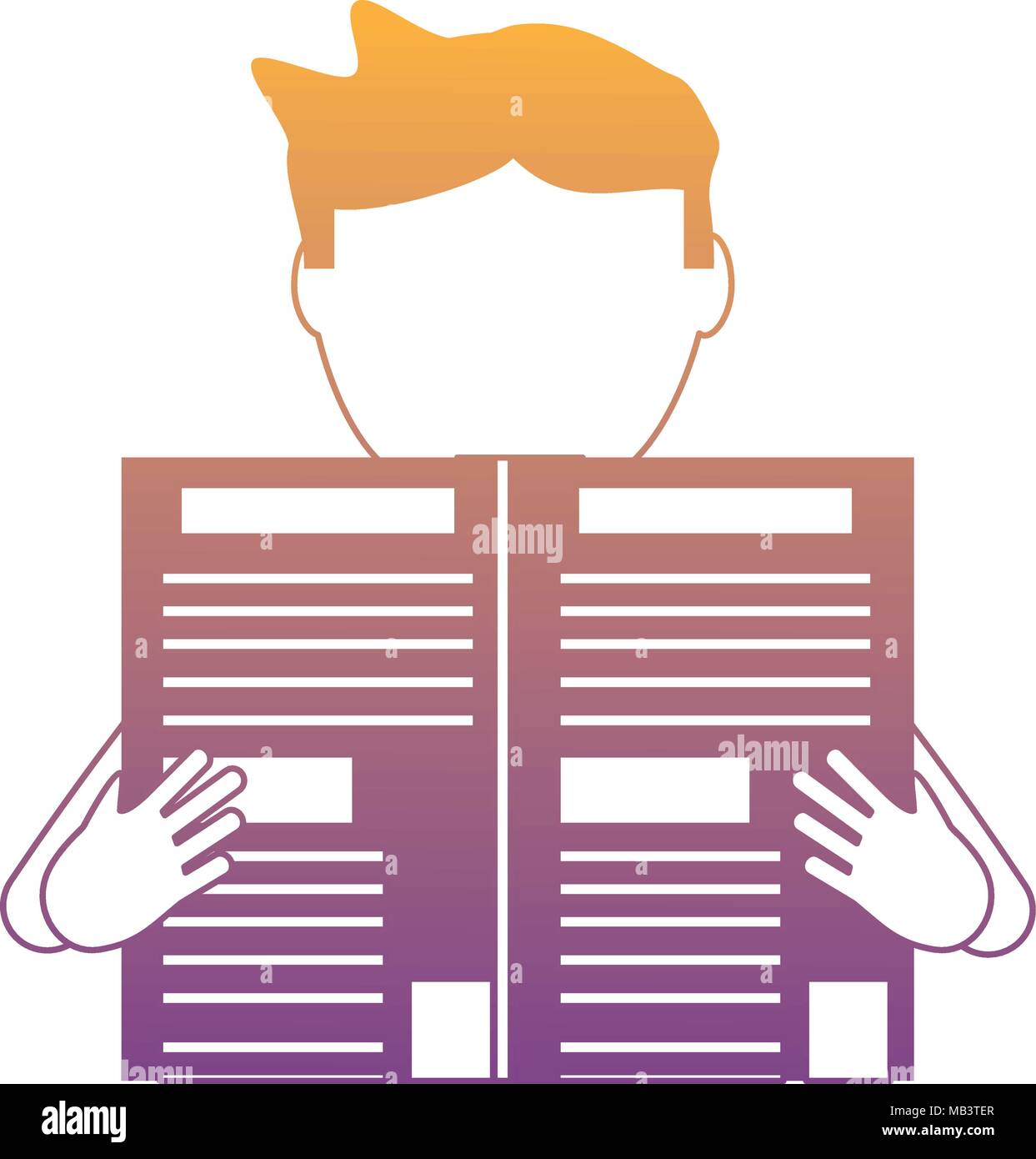 avatar young man reading a newspaper over background, colorful design ...