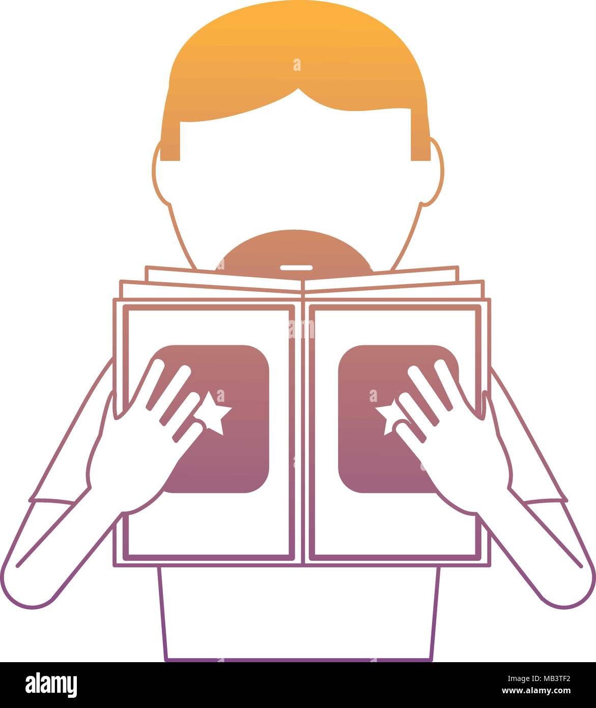 avatar man with beard reading a book over white background. colorful ...