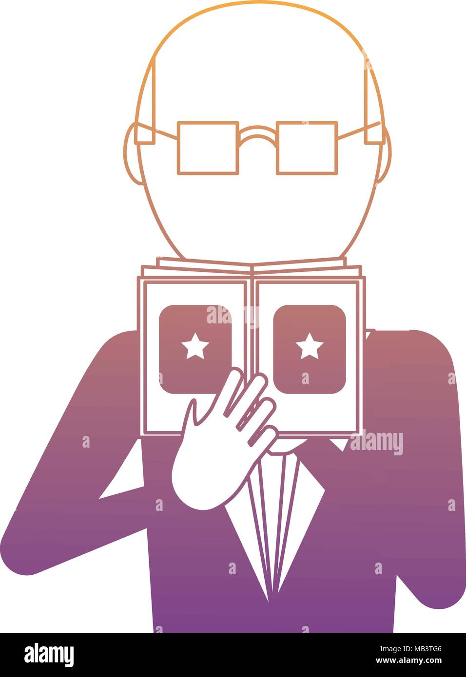 avatar businessman with glasses reading a book over white background ...