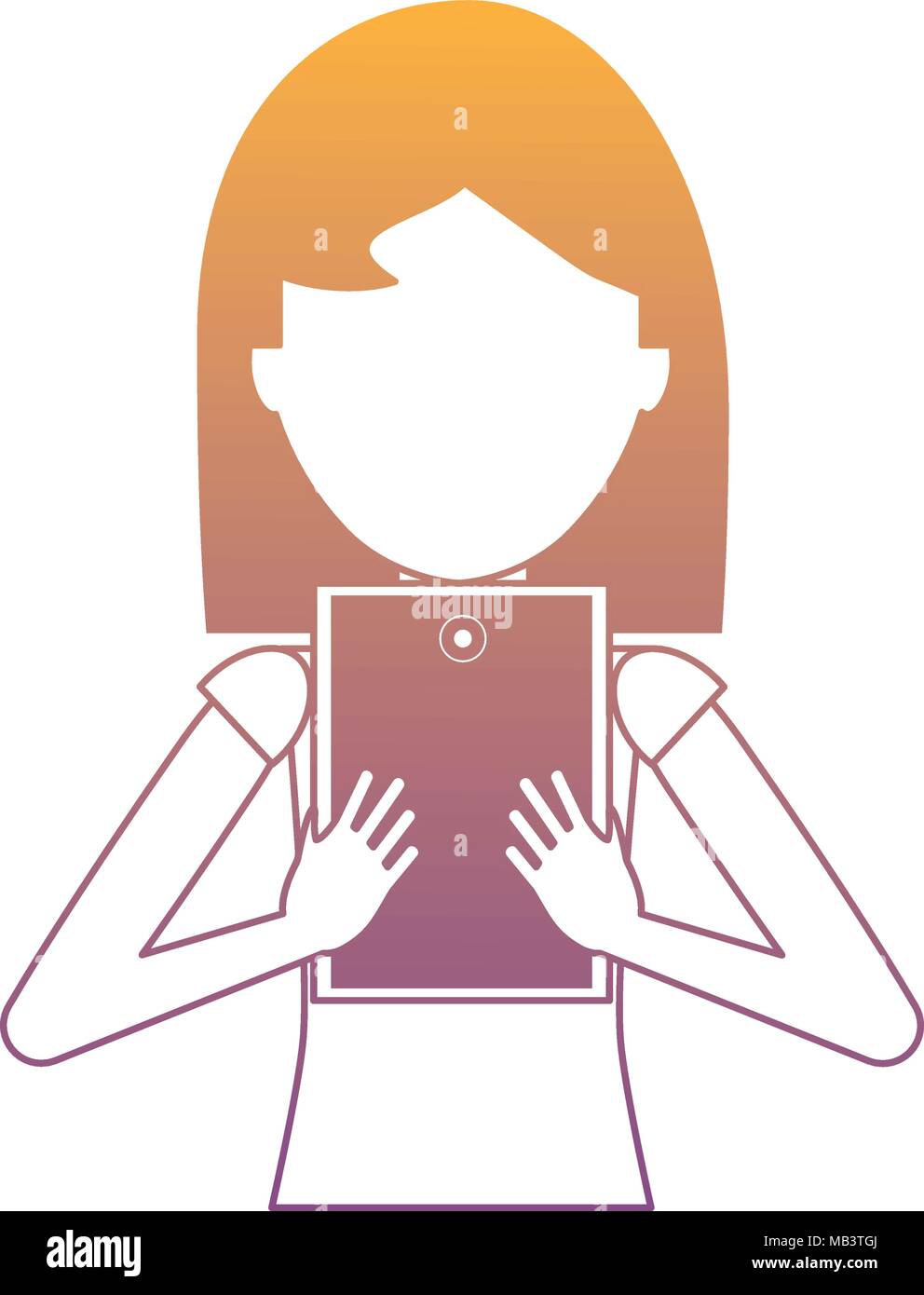 avatar woman using a tablet over white background, colorful design ...