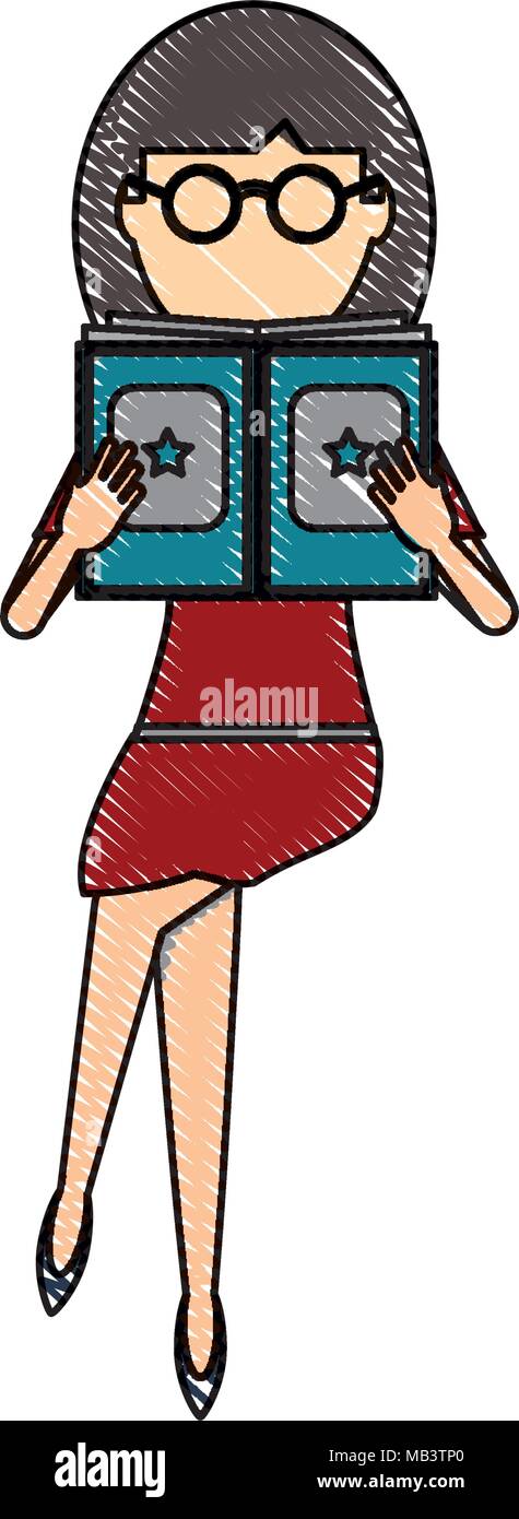 avatar woman sitting and reading a book over white background, colorful ...