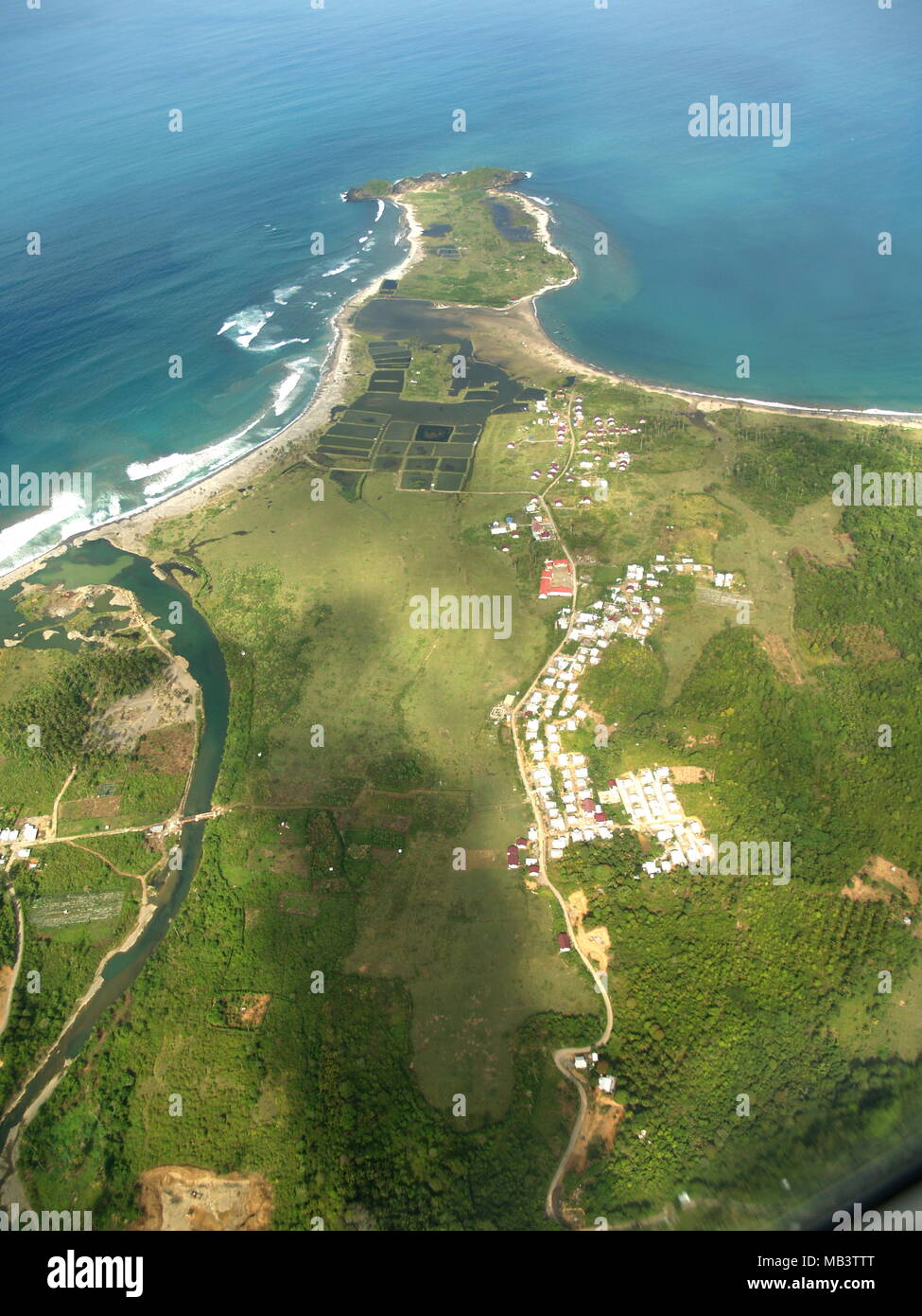 Aerial view of Indian Ocean and Aceh Jaya land from airplane Stock ...