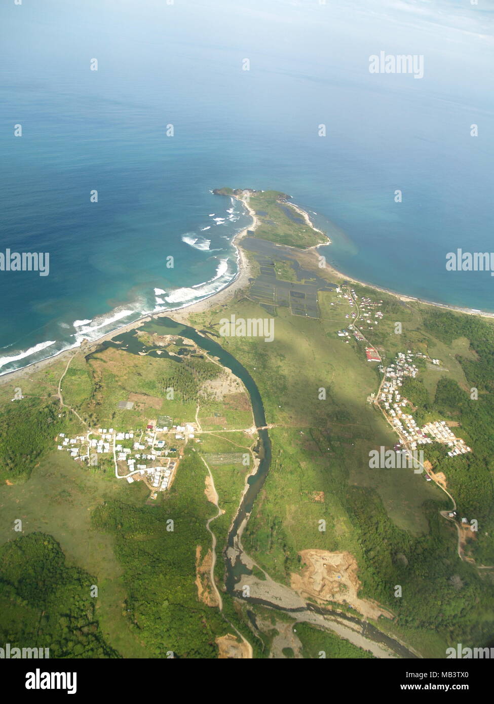 Aerial view of Indian Ocean and Aceh Jaya land from airplane Stock ...