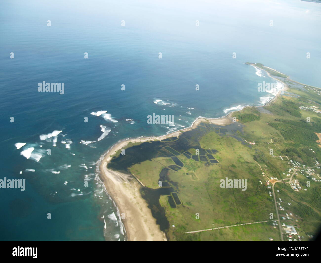 Aerial view of Indian Ocean and Aceh Jaya land from airplane Stock ...