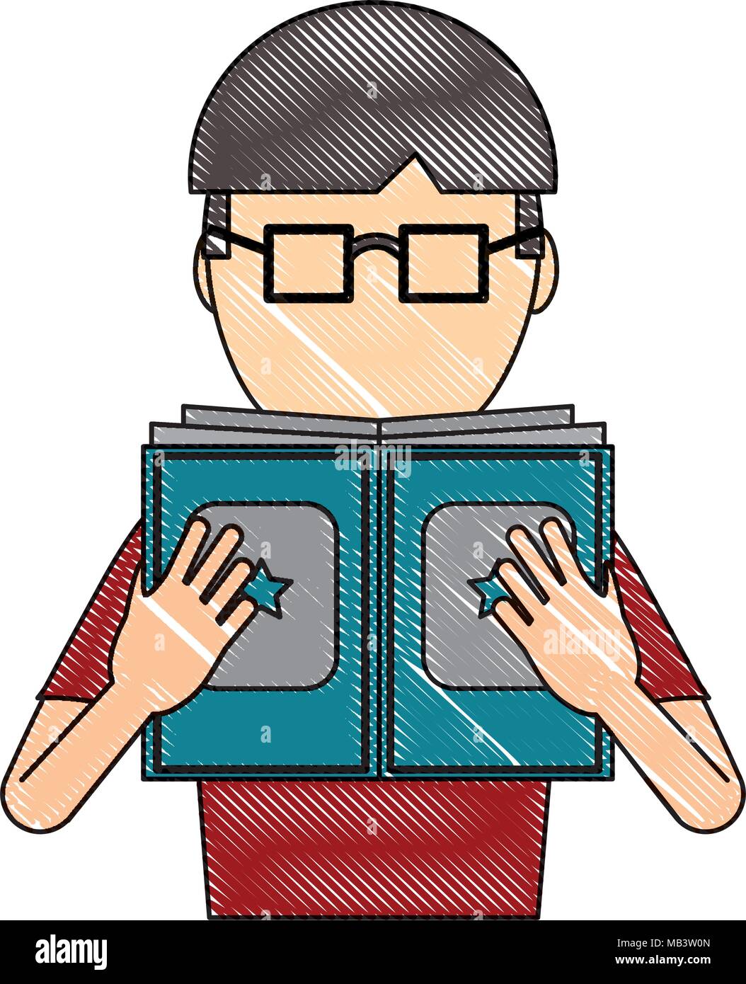 avatar man reading a book over white background, colorful design ...