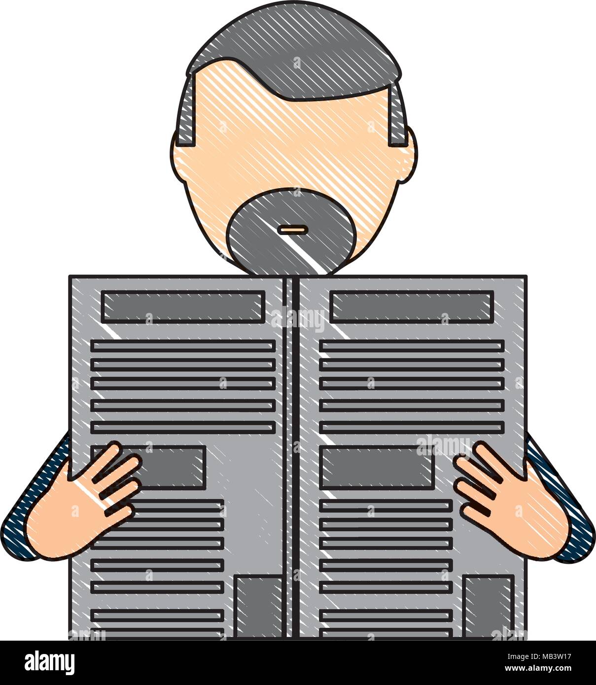 avatar man with beard reading a newspaper over background, colorful ...
