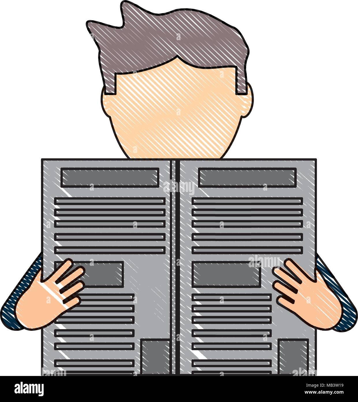 avatar young man reading a newspaper over background, colorful design ...