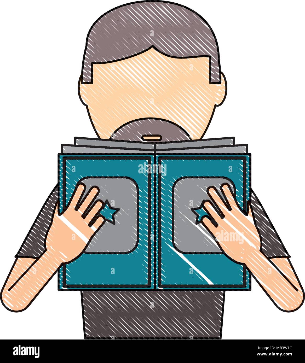 avatar man reading a book over white background, colorful design ...