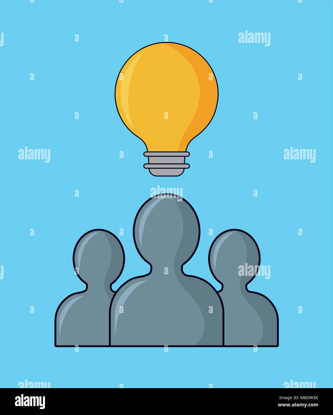 avatar people and light bulb over blue background, colorful design ...