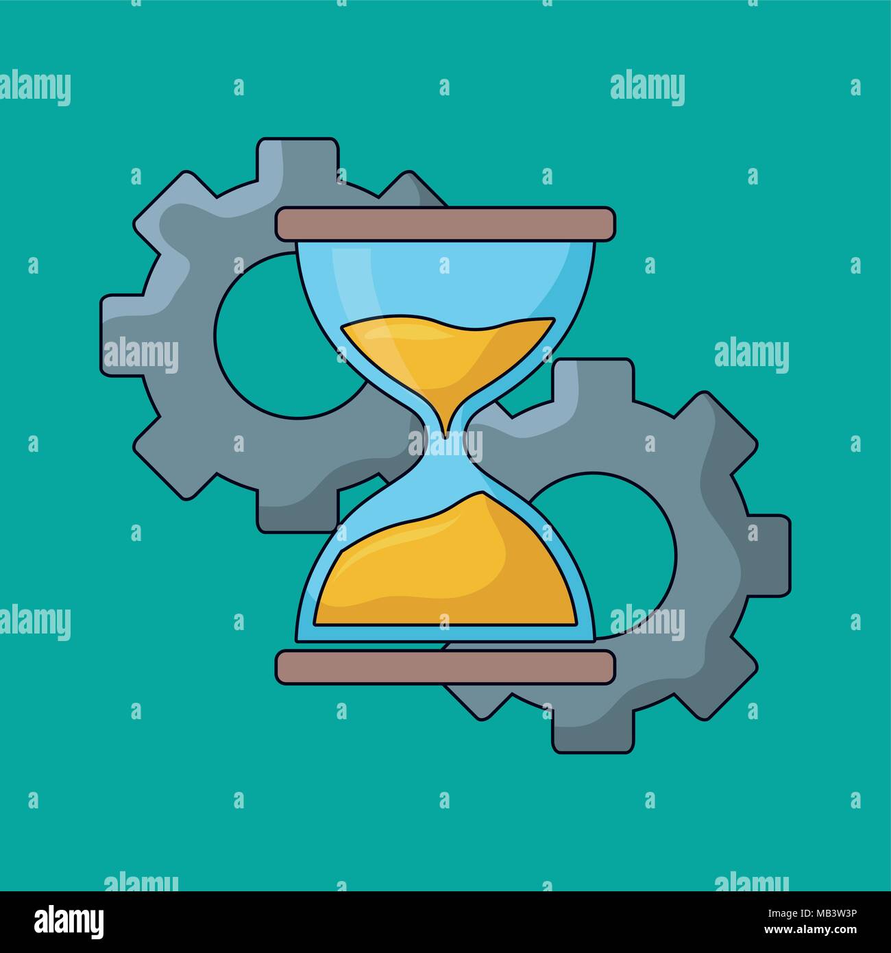 seo design with hourglass and gear wheels over blue background, vector ...