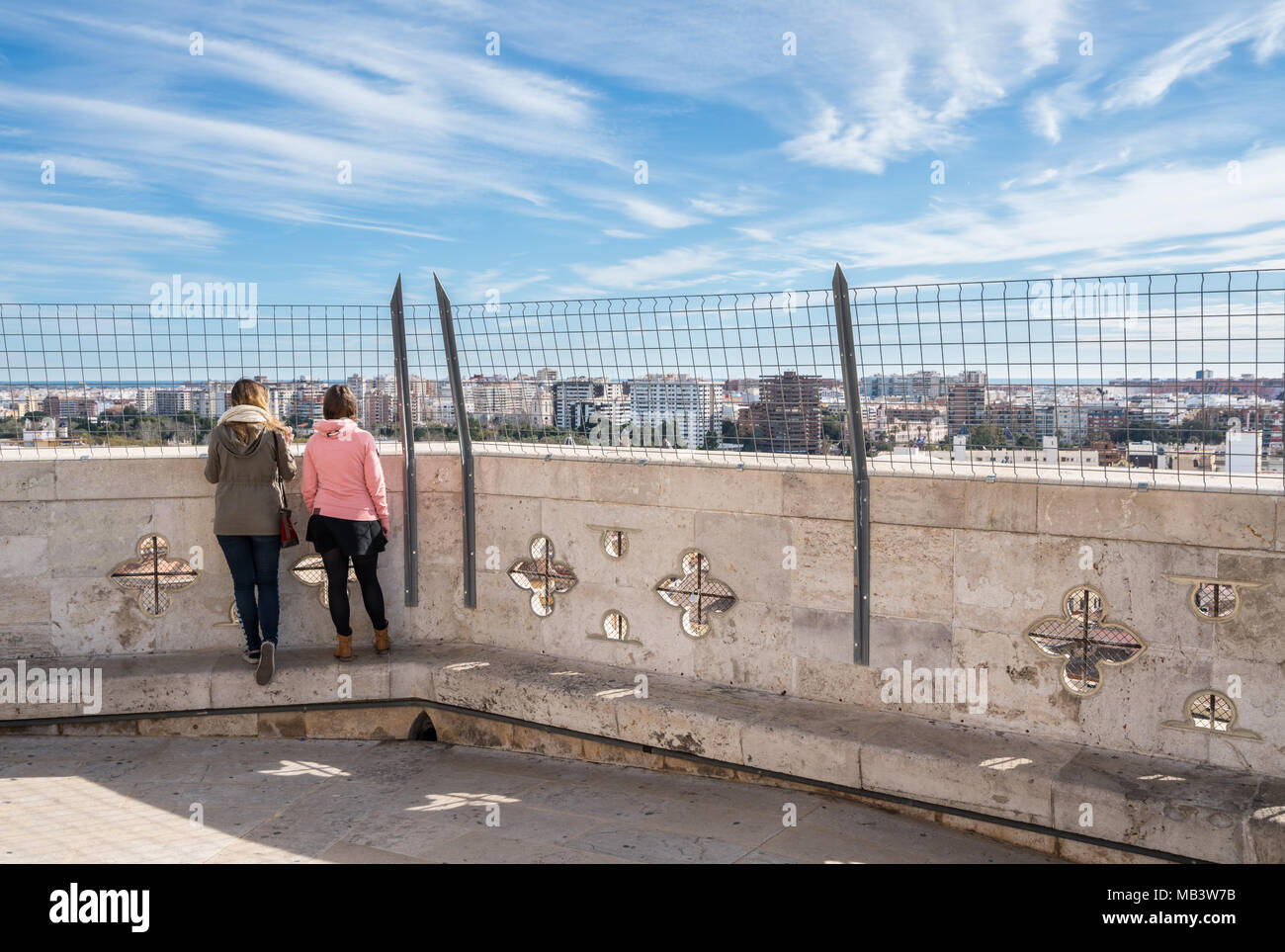 Overview of city from cathedral tower in Valencia Stock Photo - Alamy