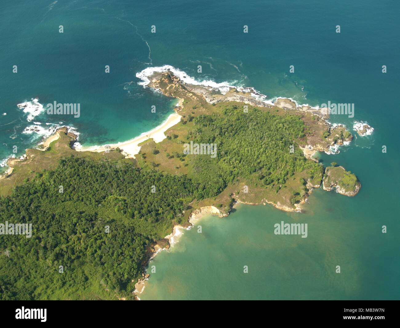 Areal View Remote tropical Island in Calang, Aceh Jaya, Indonesia Stock ...