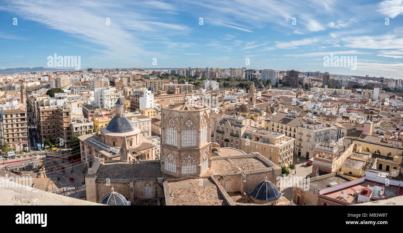 Overview of city from cathedral tower in Valencia Stock Photo - Alamy
