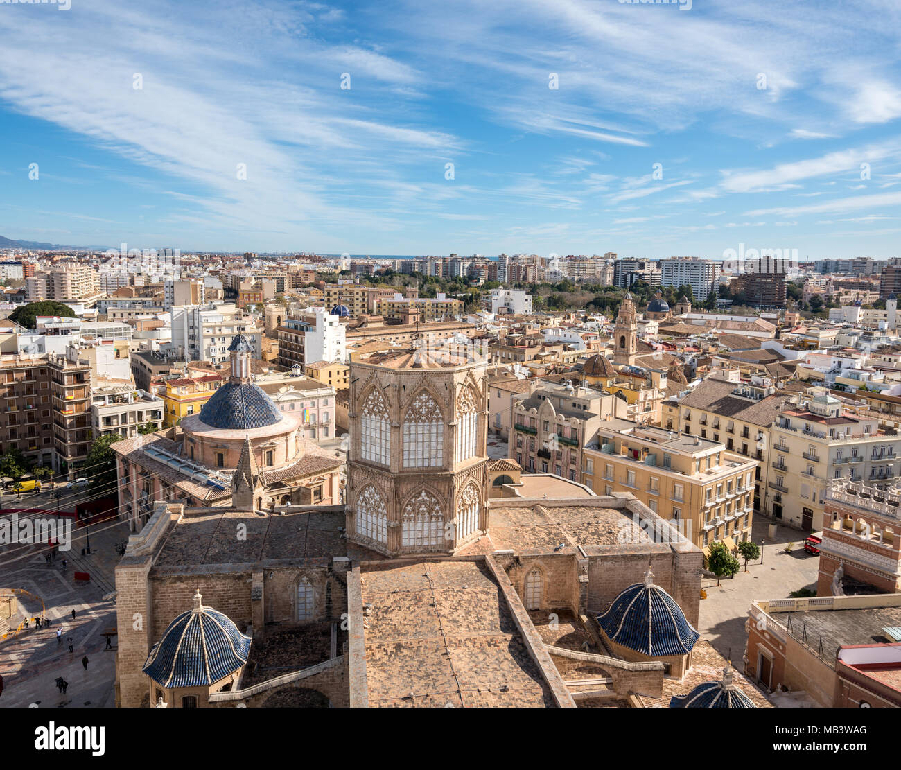 Overview of city from cathedral tower in Valencia Stock Photo - Alamy