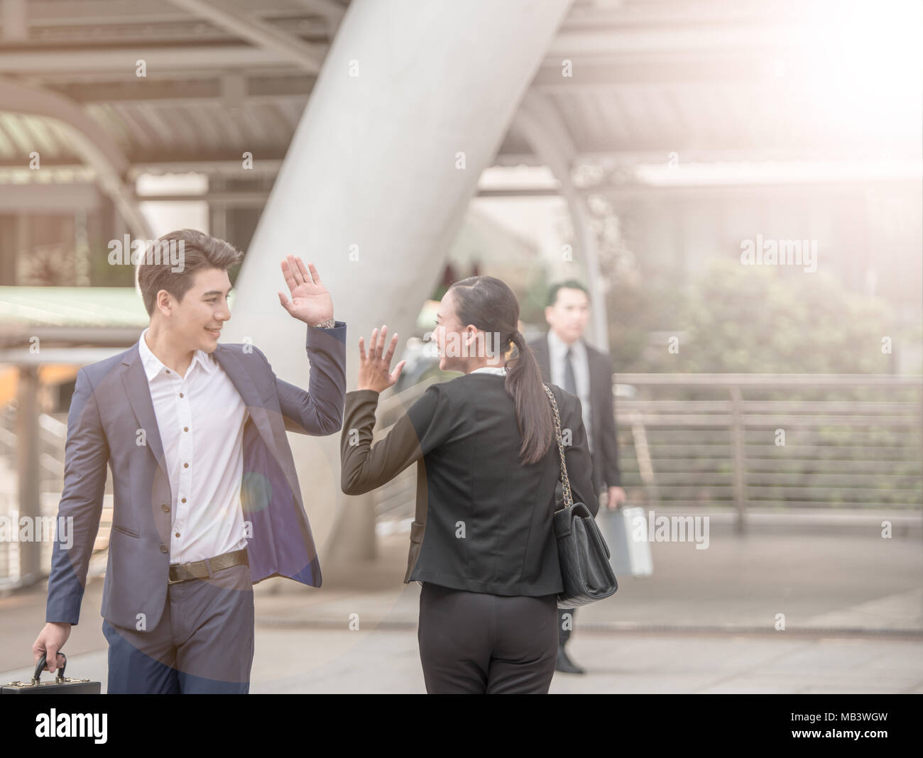 Hello Gesture By Business Man, Waving Hand to Colleagues Say Hi Stock ...