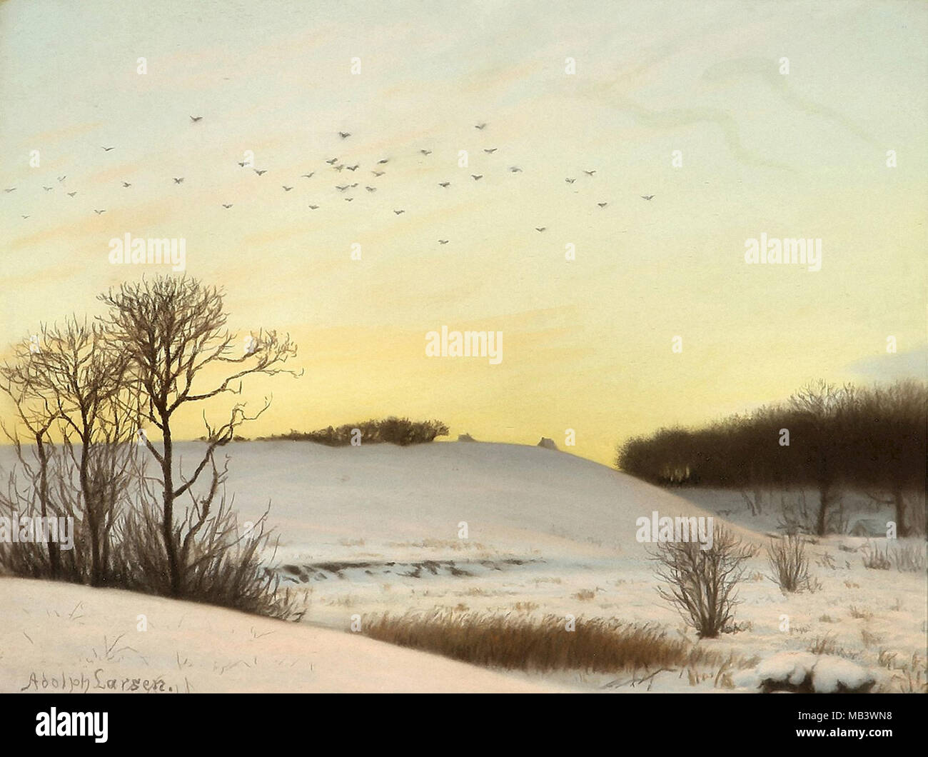 Larsen Adolph - Winter Landscape at Sunset Stock Photo - Alamy