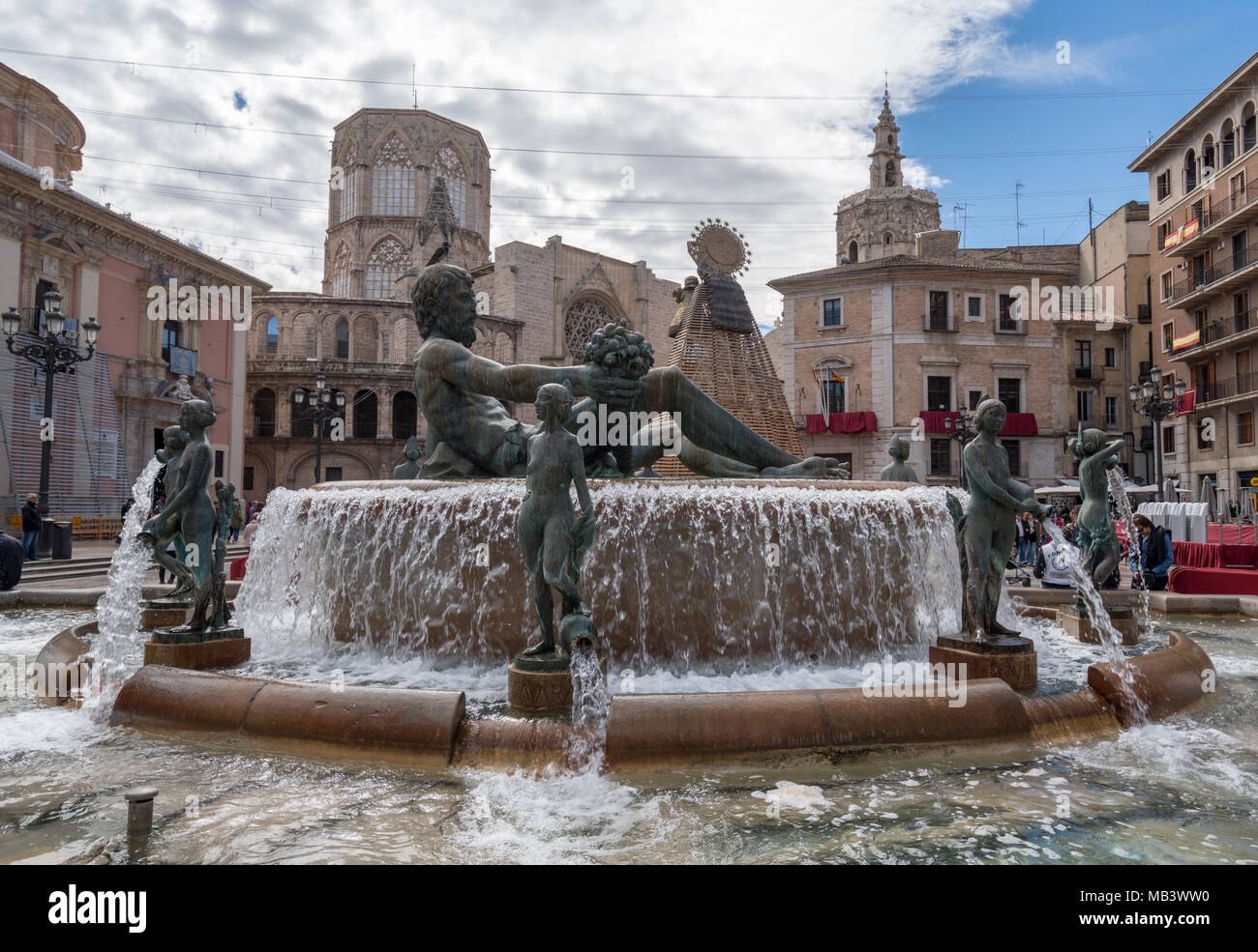 Neptune Statue during the Fallas Festival in Valencia Stock Photo - Alamy