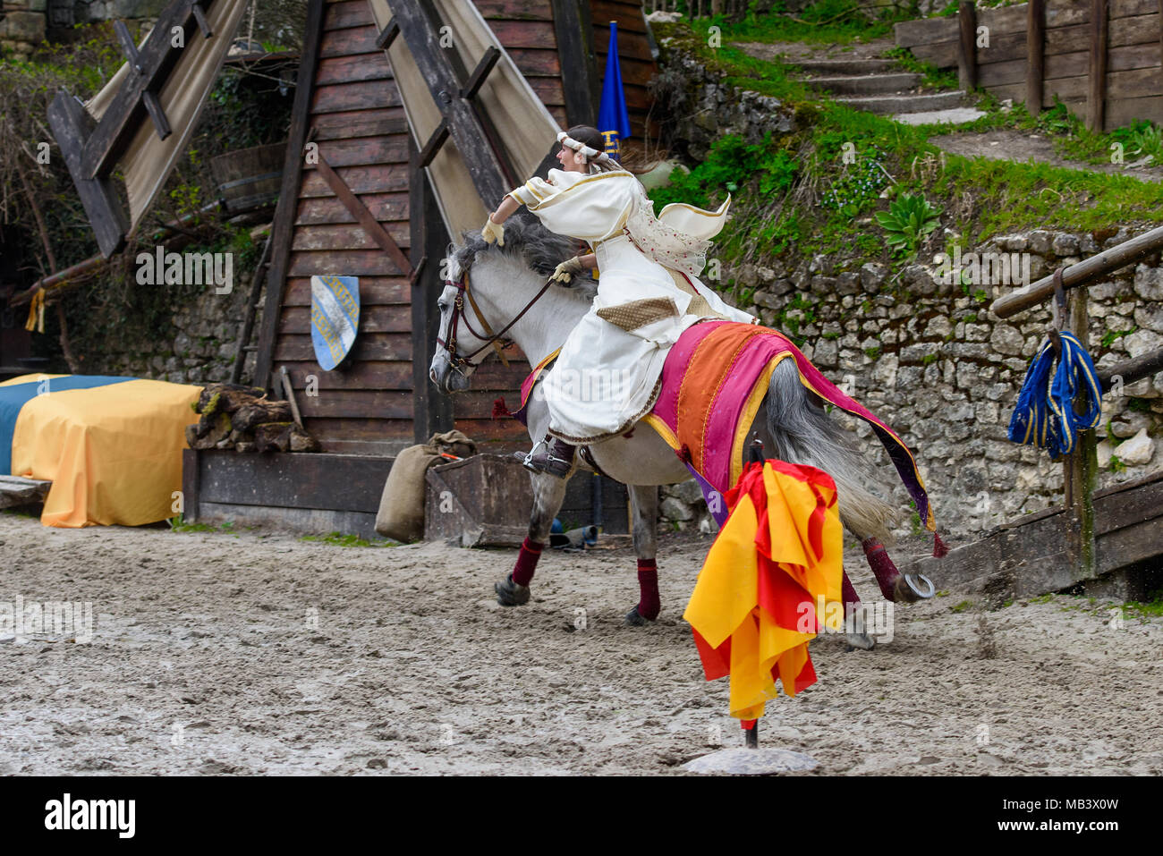 PROVINS, FRANCE - MARCH 31, 2018: Unidentified beautiful girl the ...
