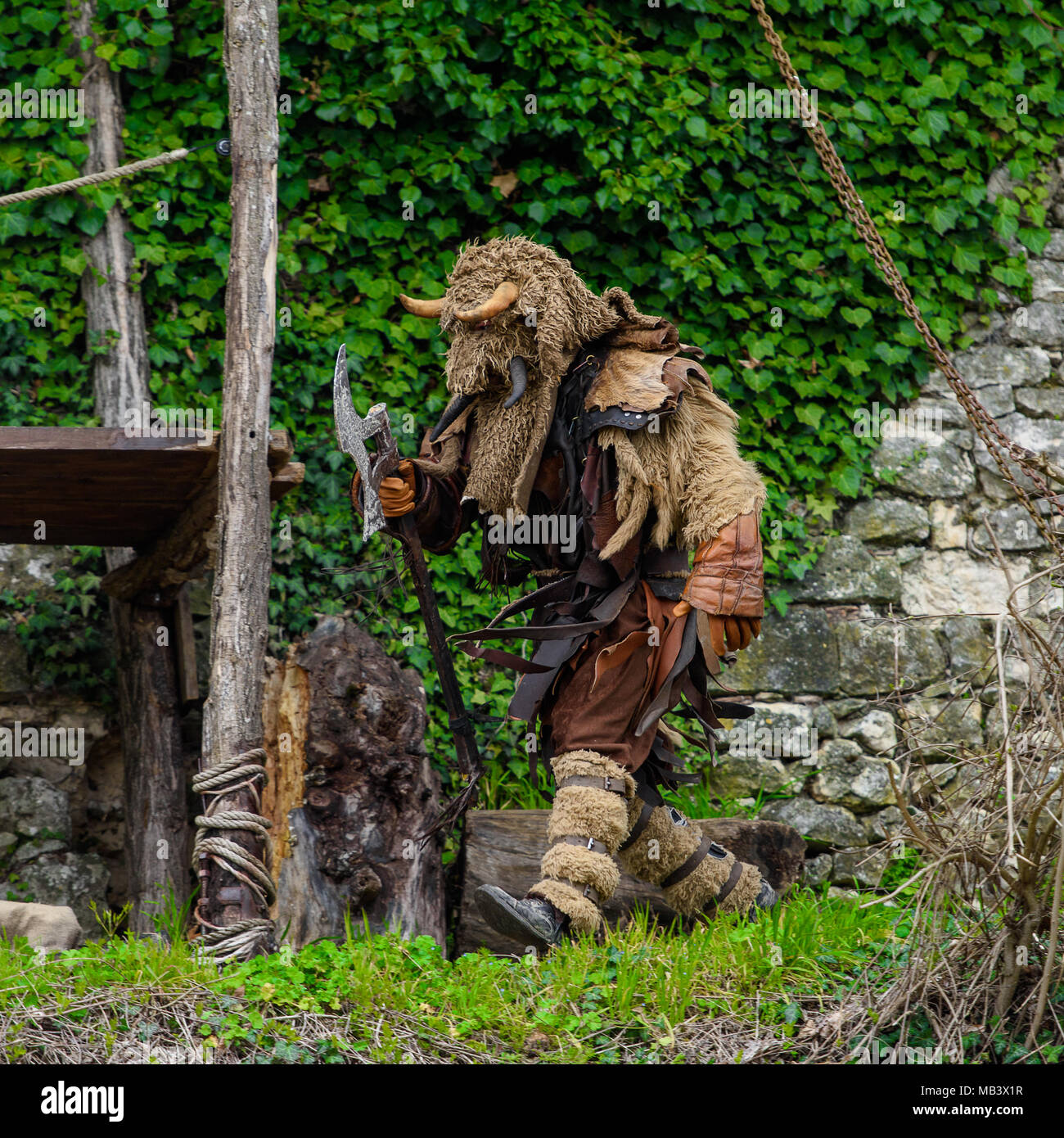 PROVINS, FRANCE - MARCH 31, 2018: Unidentified villain wears a ...