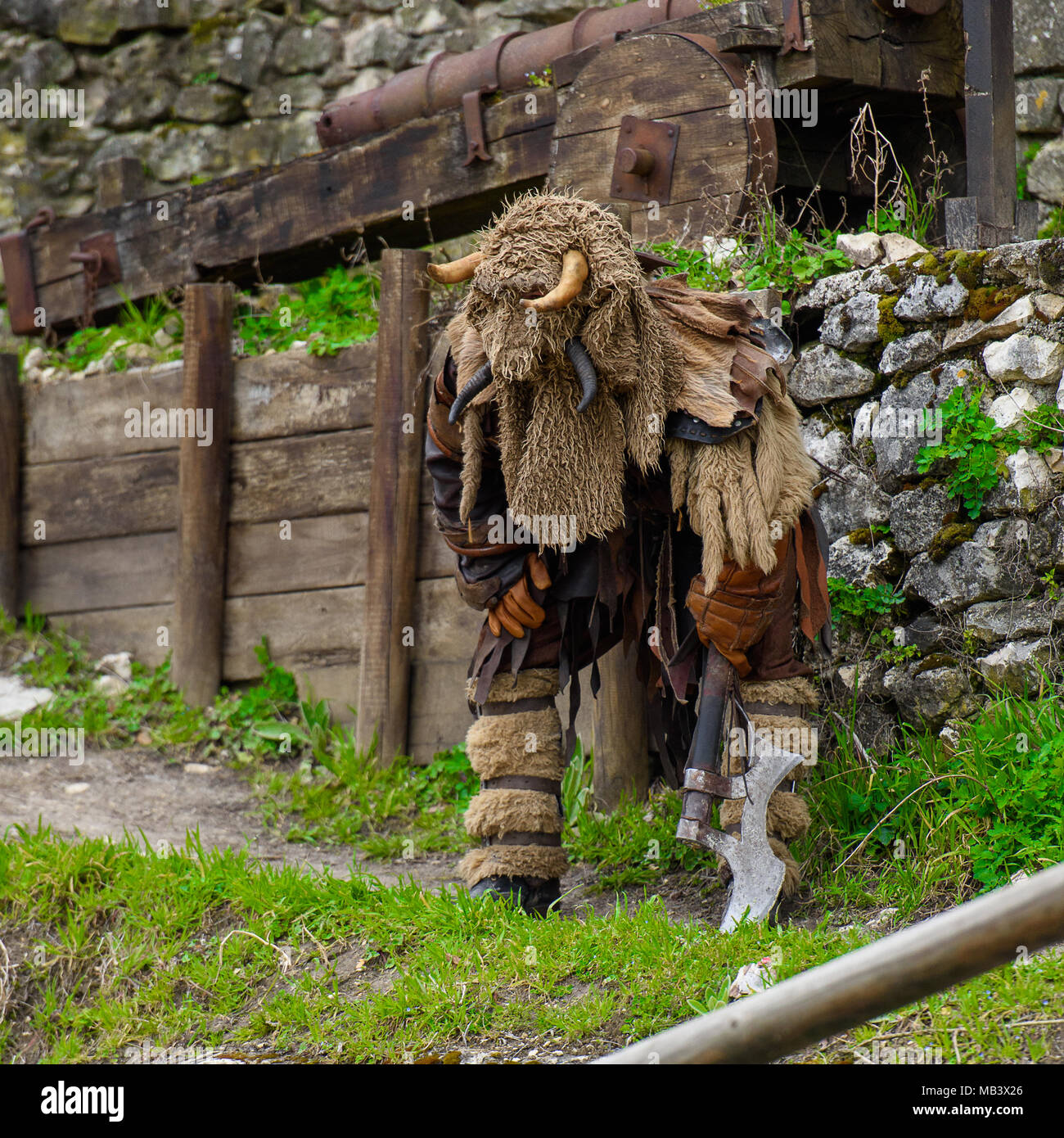 PROVINS, FRANCE - MARCH 31, 2018: Unidentified villain wears a ...