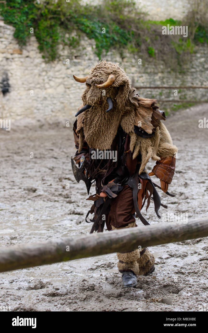 PROVINS, FRANCE - MARCH 31, 2018: Unidentified villain wears a ...