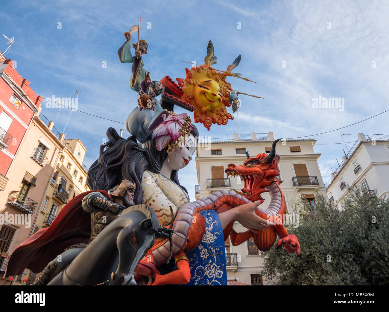 Complex statues created for the Fallas Festival in Valencia Stock Photo ...