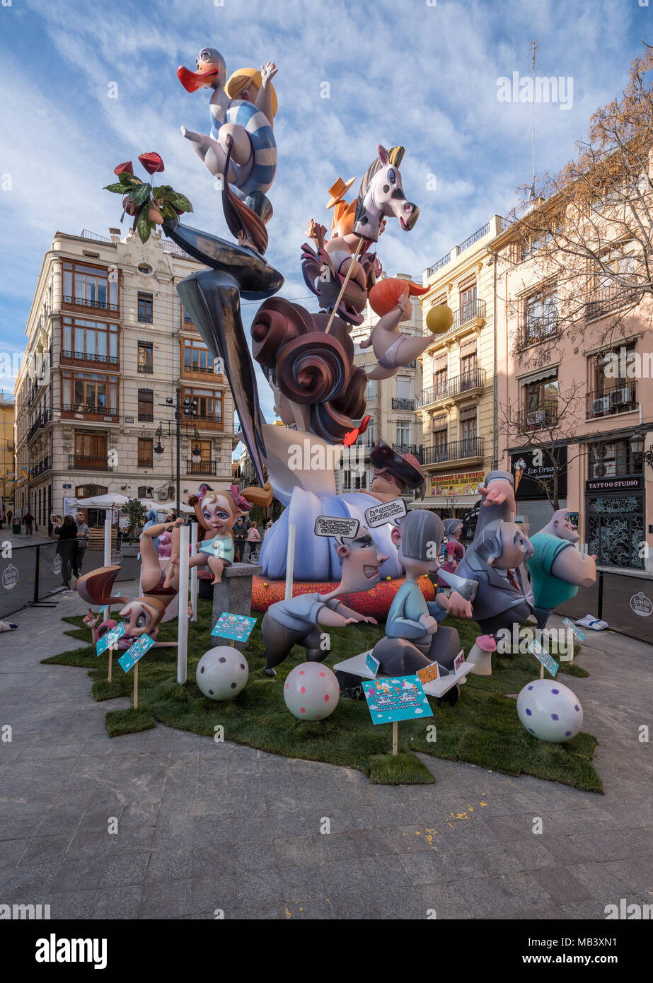 Complex statues created for the Fallas Festival in Valencia Stock Photo ...