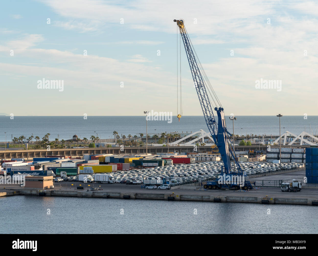 Cars waiting for export in Valencia Spain Stock Photo - Alamy