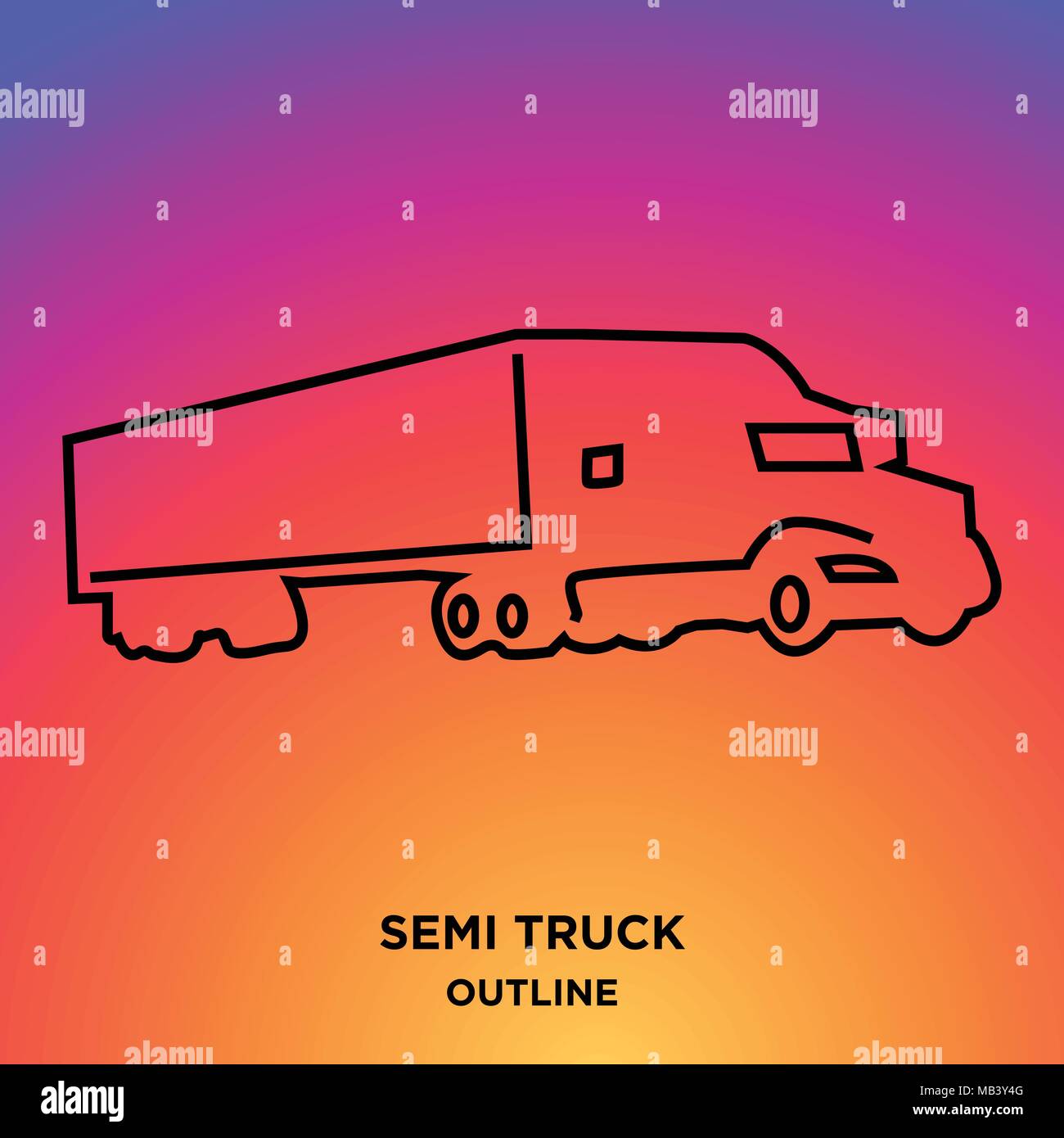 semi truck outline on purple background Stock Vector Image & Art - Alamy