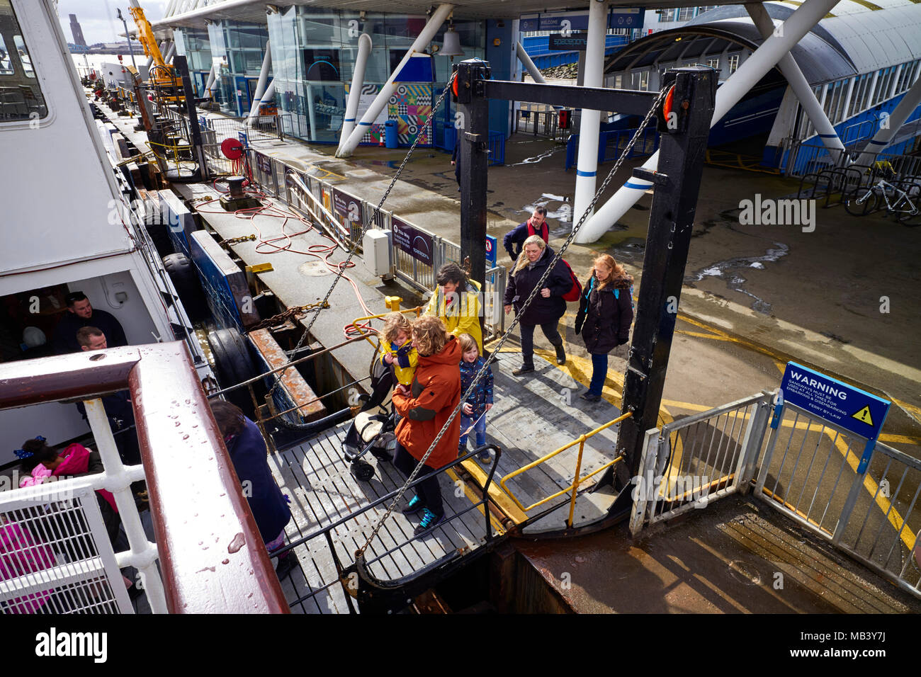 Passengers joining the Mersey ferry Royal Iris at Seacombe, Merseyside ...