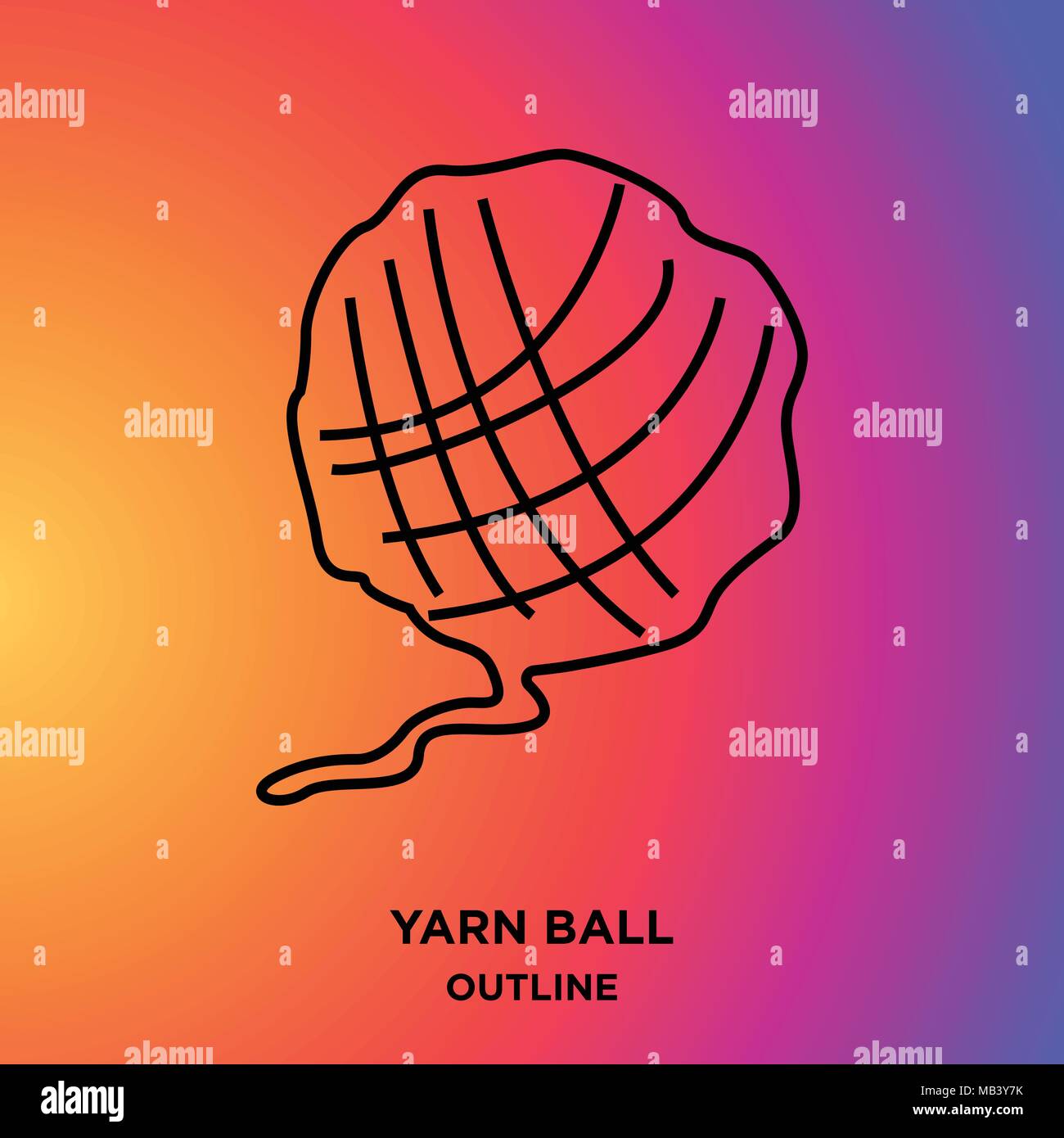 yarn ball outline on purple background Stock Vector Image & Art - Alamy