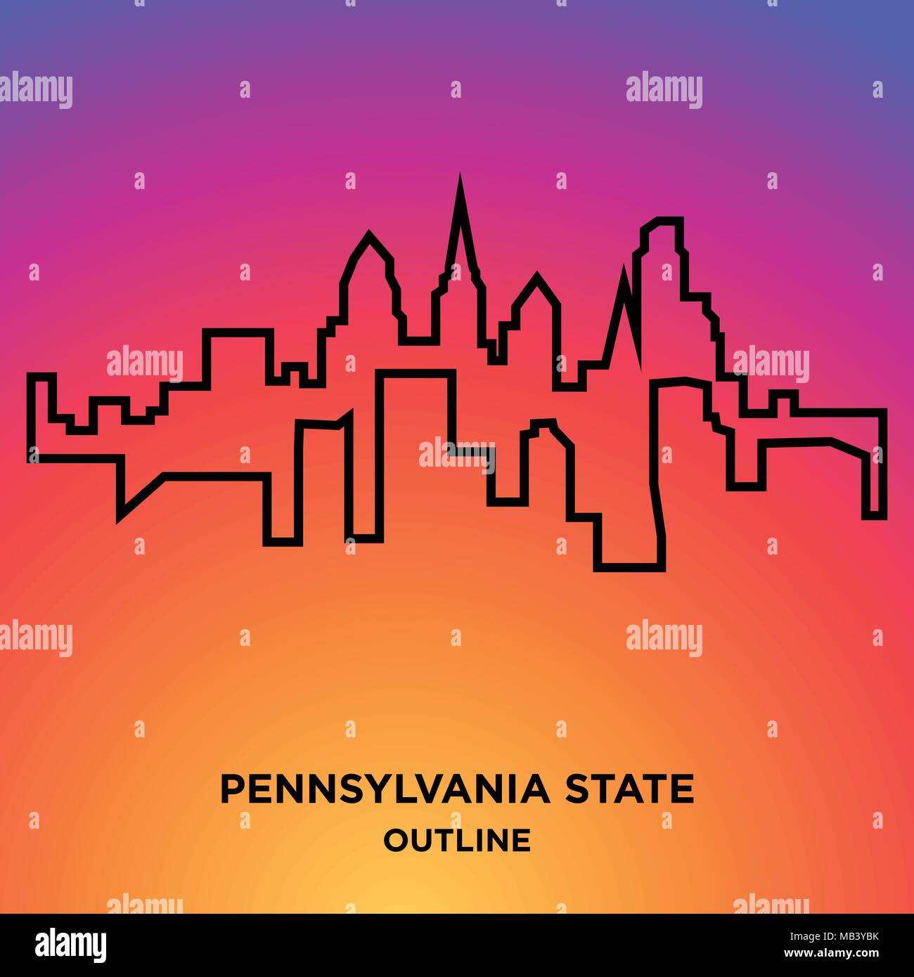 pennsylvania state outline on purple background Stock Vector Image ...