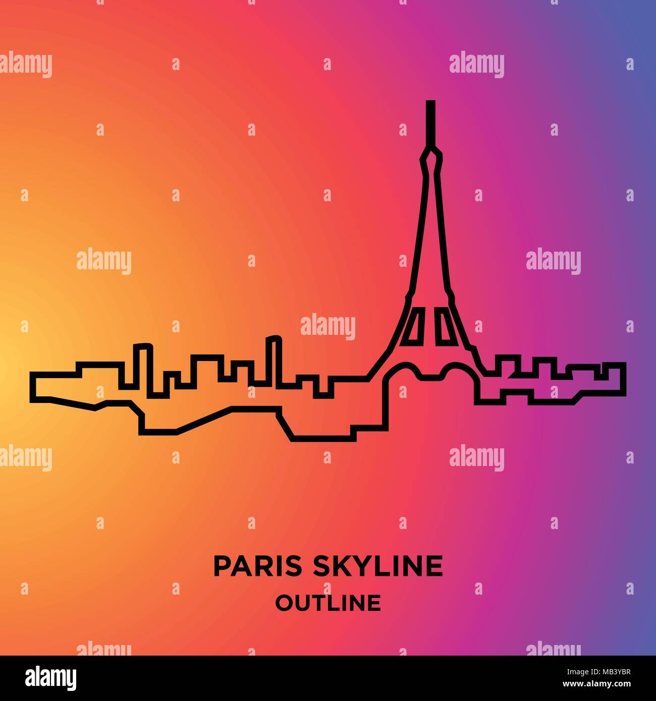 paris skyline outline on purple background Stock Vector Image & Art - Alamy