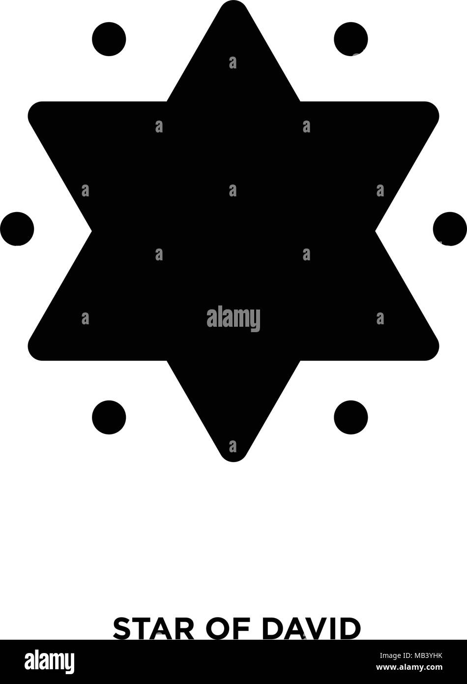 star of david silhouette on white background,in black, with the dots ...