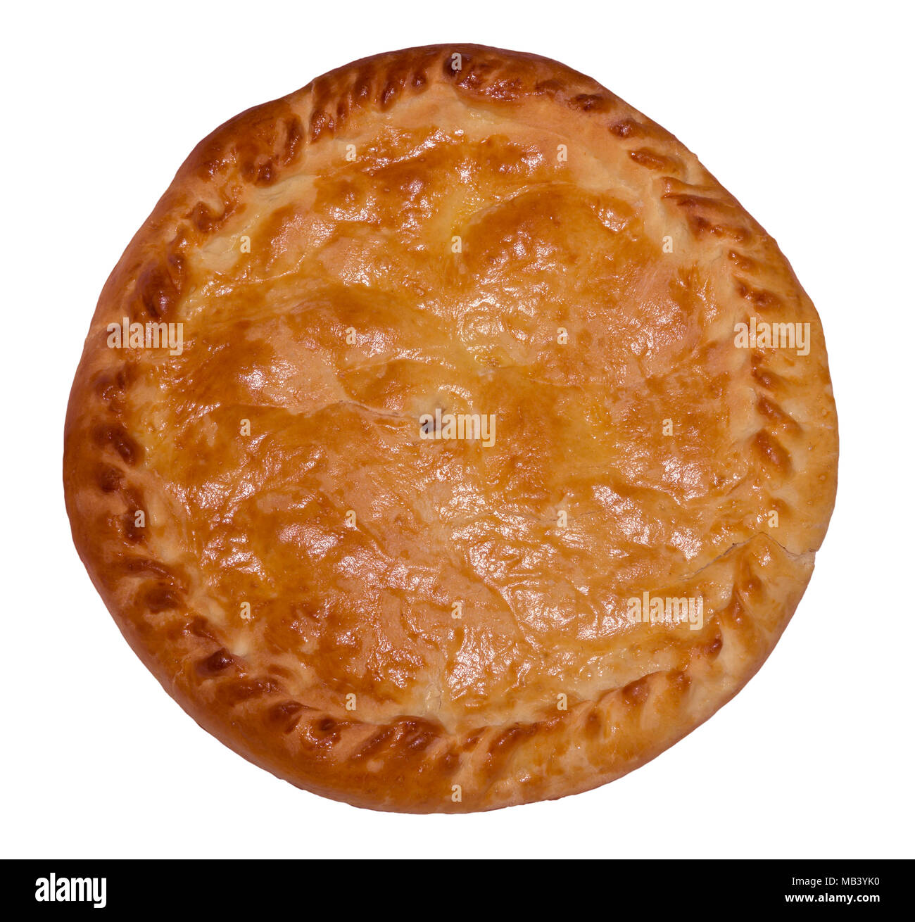 round closed homemade baked pie isolated on white background Stock ...