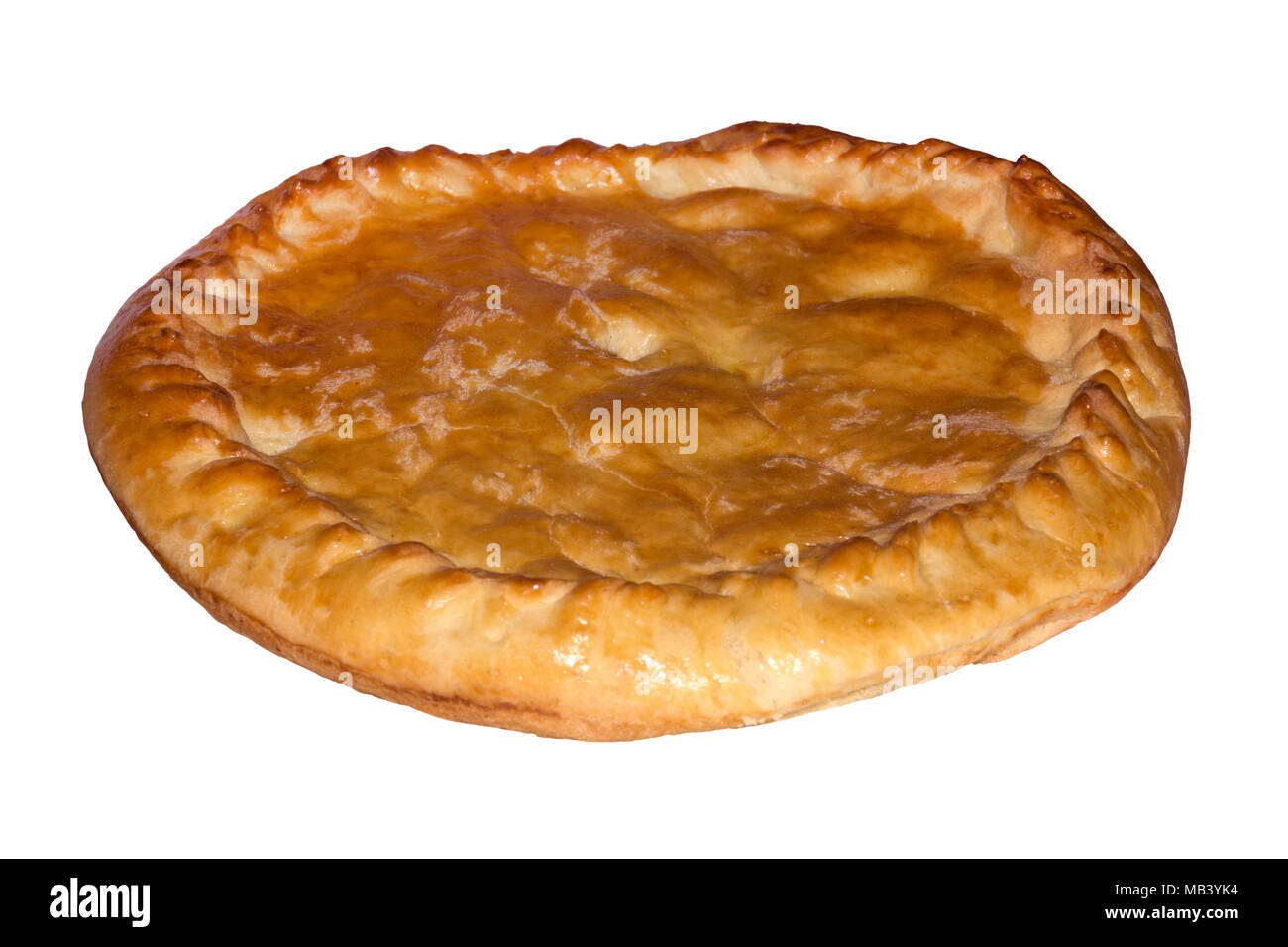 round closed homemade baked pie isolated on white background Stock ...