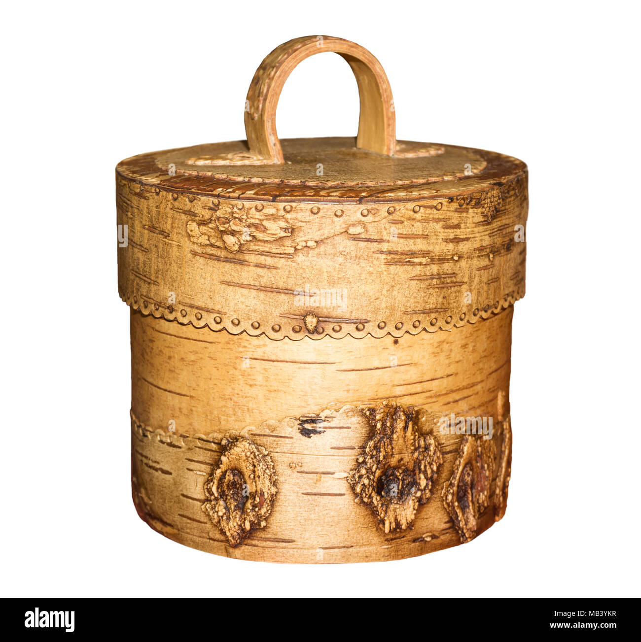 small ancient ethnic traditional round birch bark box with lid Stock ...
