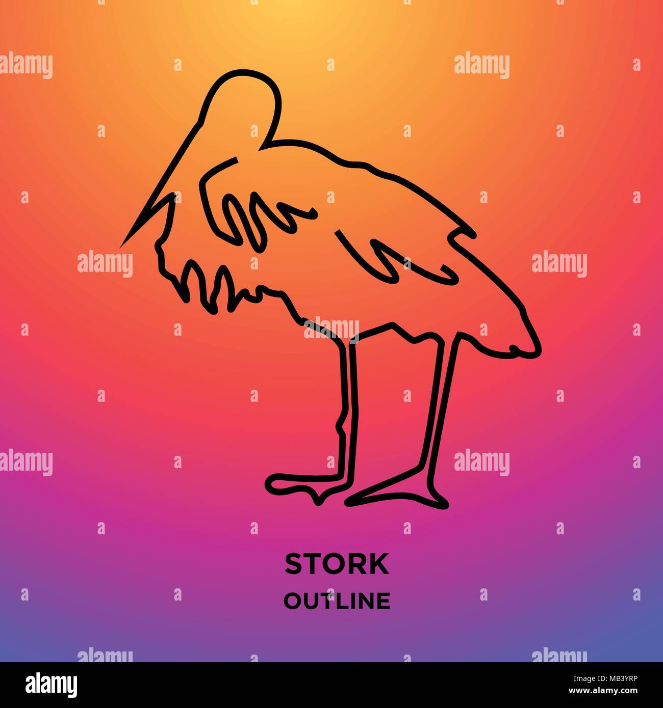 stork outline on purple background Stock Vector Image & Art - Alamy