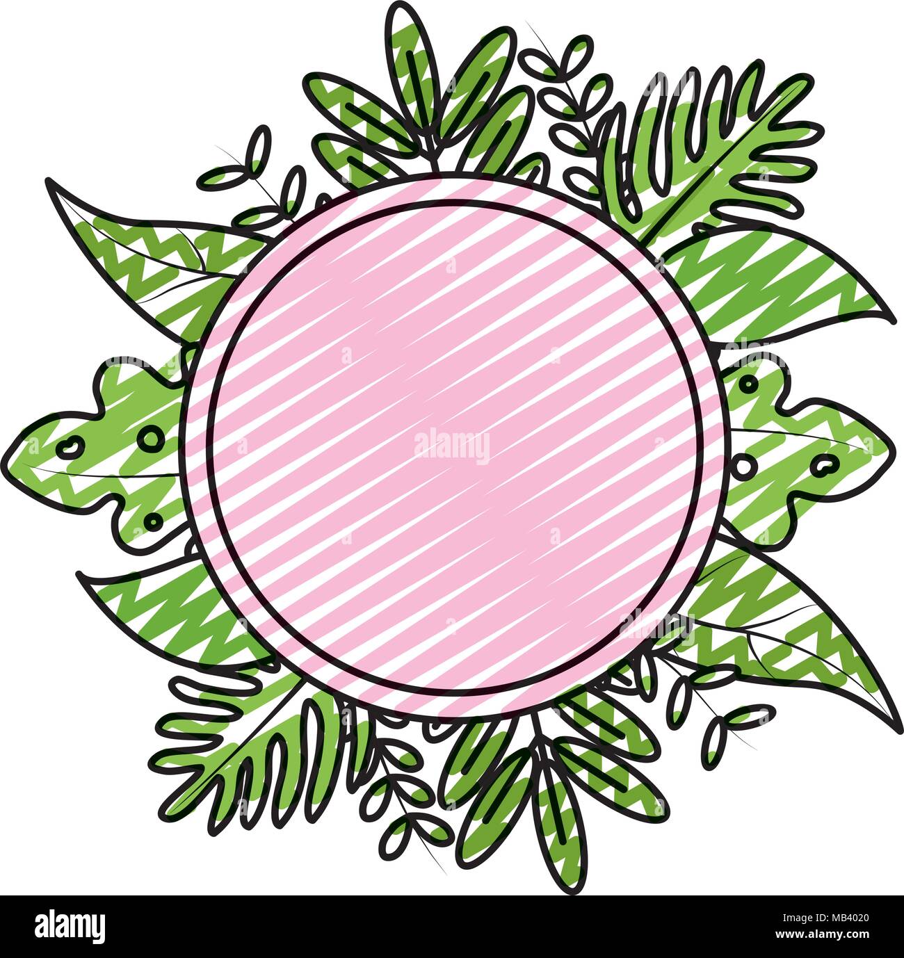 doodle natural plants leaves in circle design Stock Vector Image & Art ...