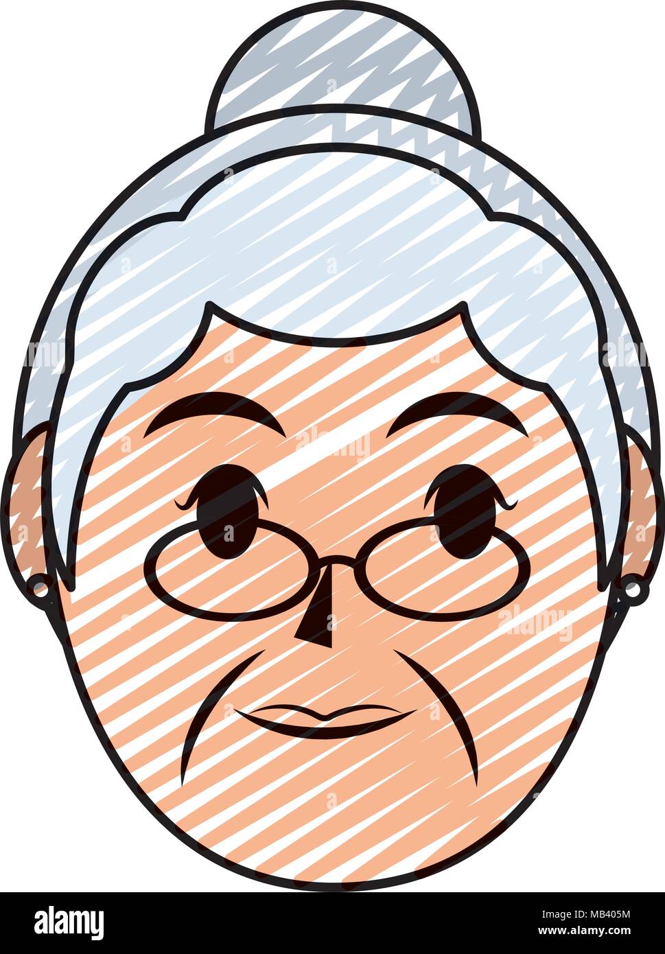 doodle old woman head with hairtyle and glasses Stock Vector Image ...