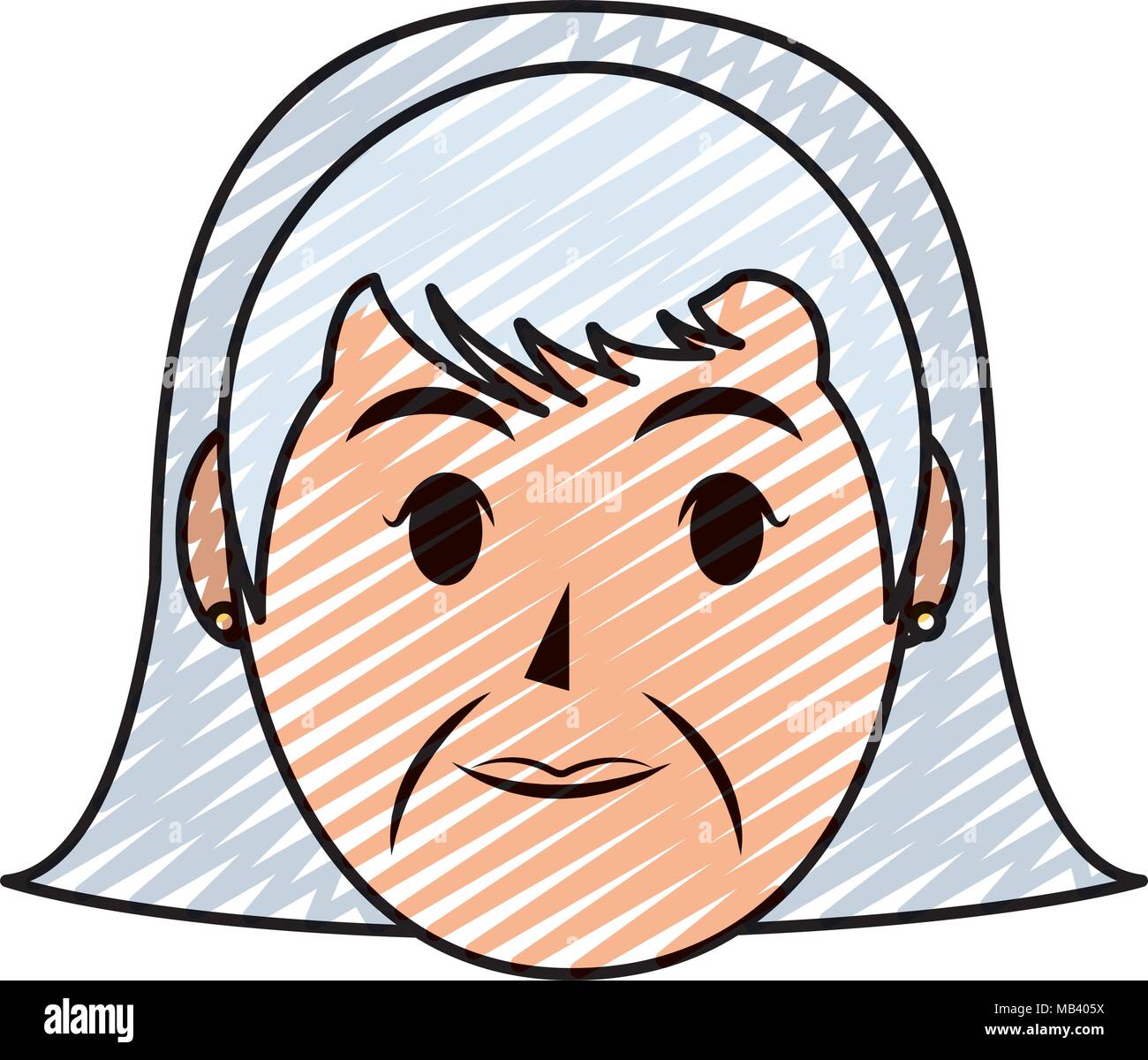 doodle cute old woman head with hair design Stock Vector Image & Art ...