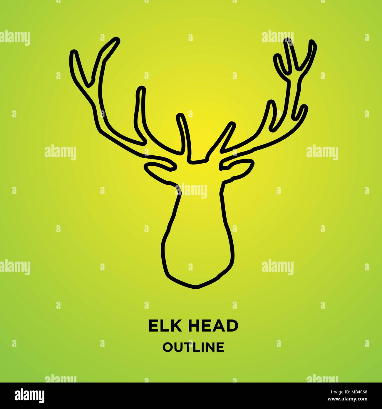 elk head outline on green background Stock Vector Image & Art - Alamy