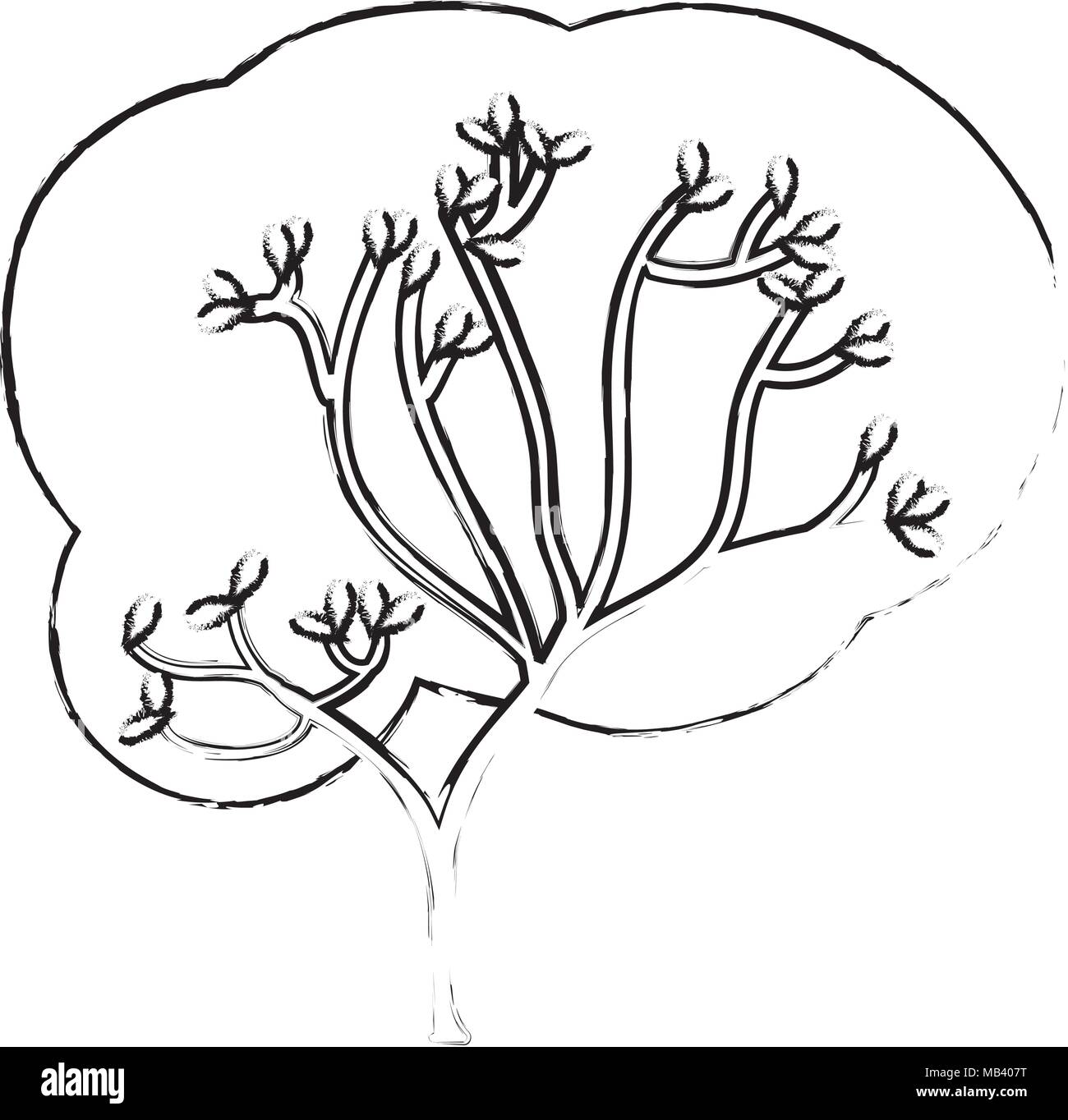 grunge tree with flowers leaves and nature stem Stock Vector Image ...