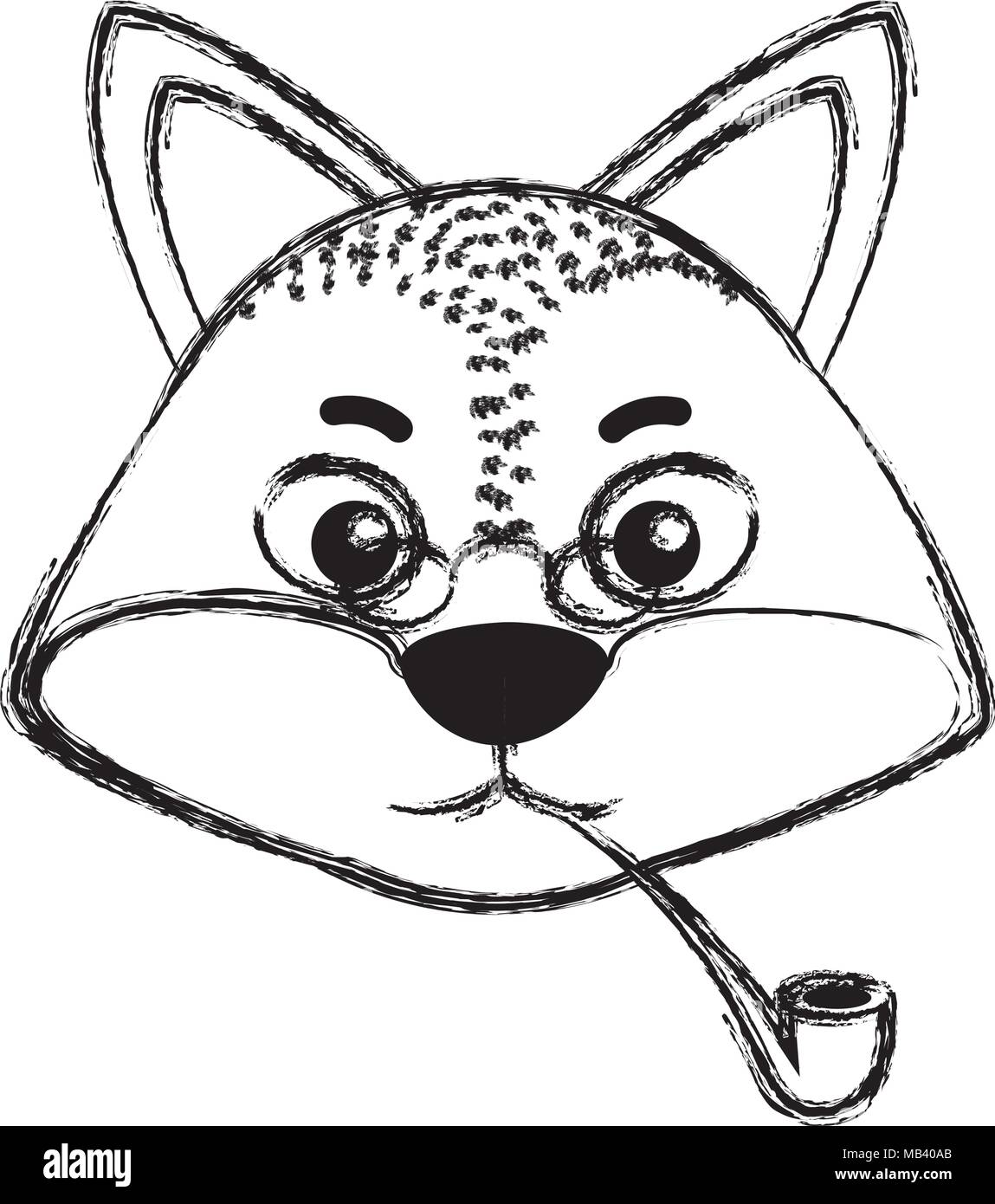 grunge cute fox head animal with pipe Stock Vector Image & Art - Alamy