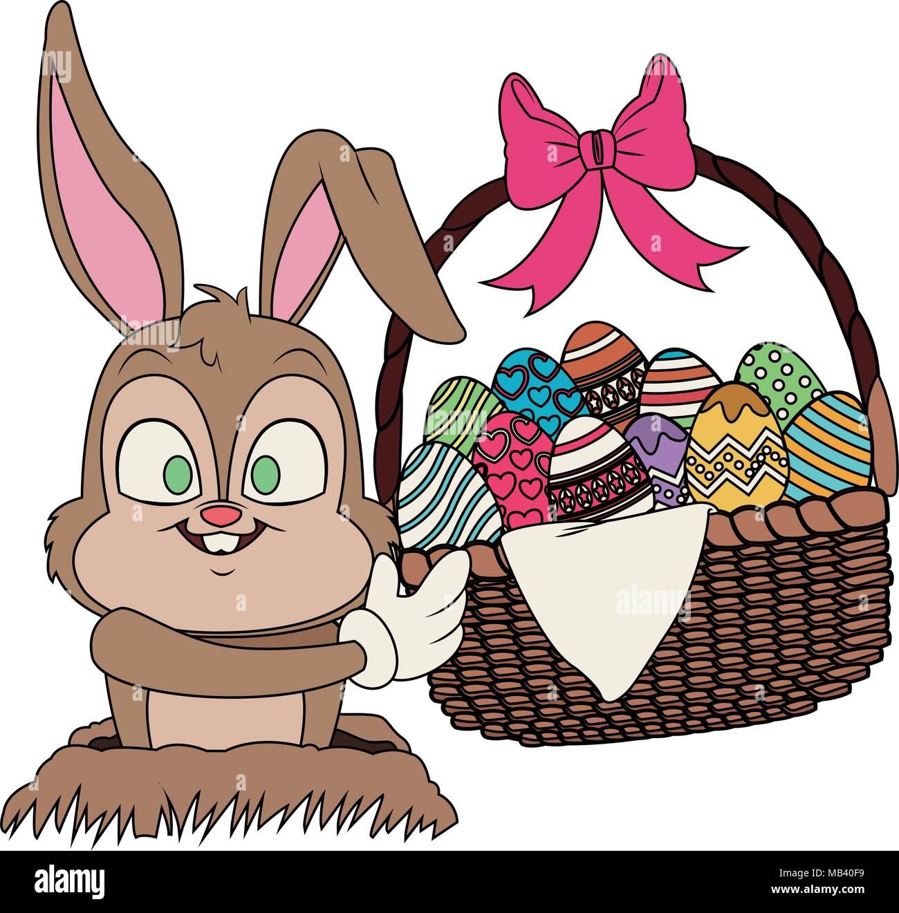 Cute rabbit with easter eggs cartoon Stock Vector Image & Art - Alamy