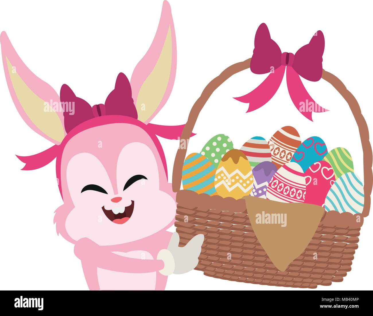 Cute rabbit with easter eggs cartoon Stock Vector Image & Art - Alamy
