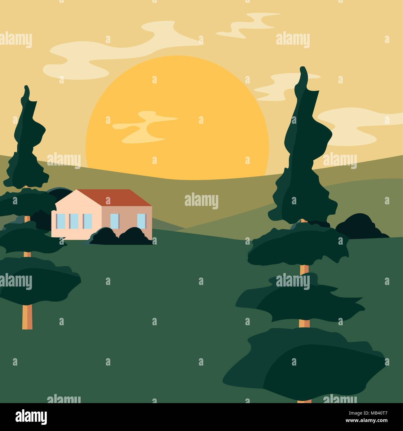 Silhouette trees cloudy sky sunset cloud sky Stock Vector Images - Alamy